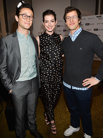 Anne Hathaway with Andy Samberg and Joseph Gordon-Levitt